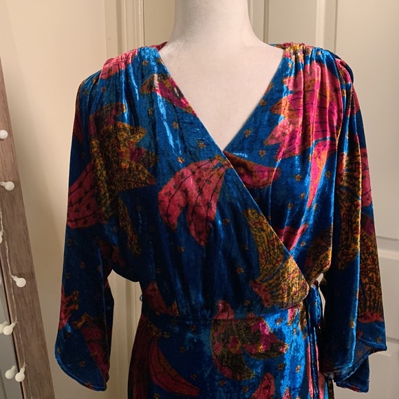 Anthropologie | Dresses | Farm Rio Velvet Wrap Dress Anthropologie ...